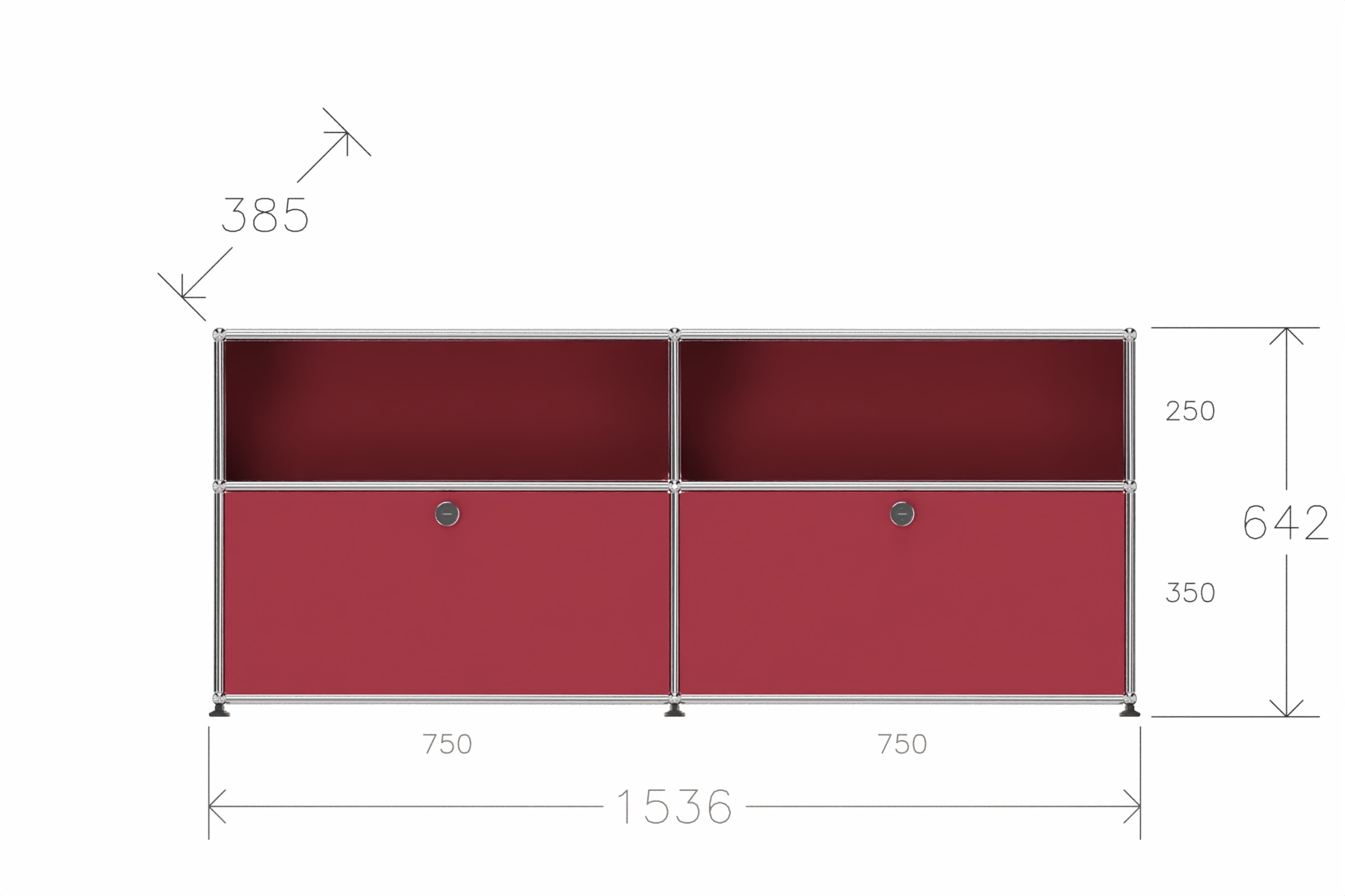 Original USM Haller Sideboard E, 23-rubinrot